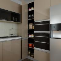 China Luxury Glass Door Wall Hanging Smart Kitchen Cabinet Design For Hotel for sale