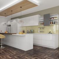 China European Style Custom Lacquer Acrylic Finish Solid Wood Kitchen Cabinet for sale
