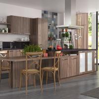 China Modern Design Kitchen Cabinet Stainless Steel Carcase Glass Door MDF PVC for sale