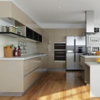 China Free Design Modular Kitchen Furniture Modern Black Kitchen Cabinets Wooden for sale