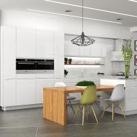 China White Handle-less Doors Stainless Steel Storage Modern Kitchen Cabinets Set for sale