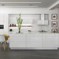 China White Handle-less Doors Stainless Steel Storage Modern Kitchen Cabinets Set for sale