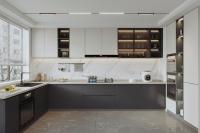 China Luxury Hotel European Karachi Kitchen Furniture Modern Kitchen Cabinets Gray for sale