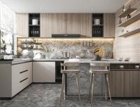 China Residence Contemporary Kitchen Cabinet with Glossy Surface Lacquer Door Panel for sale