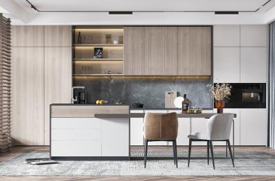 China Ash Solid Wood Assembled Packing Kitchen Cabinet Charm For Hotel Apartment for sale