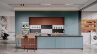 China Manufacturer Kitchen Cupboards With PVC Membrane Door Panels And Backsplash for sale