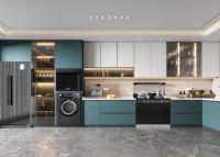 China Manufacturer Kitchen Cupboards With PVC Membrane Door Panels And Backsplash for sale