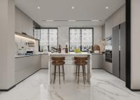 China Home Hotel Ceramic Melamine Shaker Kitchen Cabinets With Island Sink Countertop for sale
