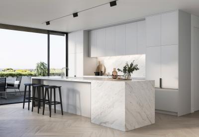 China Assemble Custom L Shaped Lacquer White Shaker Kitchen Cabinets for sale
