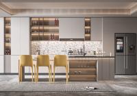 China Modern Integral Kitchen Island Kitchen Island Wood Melamine Kitchen Cabinets for sale