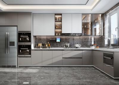 China Particle Board Wrap Supplier Drawer For Home Modular Kitchen Cabinet With Sink for sale