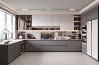 China Particle Board Wrap Supplier Drawer For Home Modular Kitchen Cabinet With Sink for sale