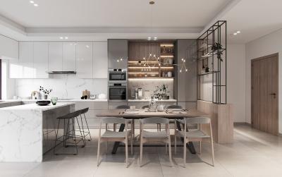 China Durability Metallic Lacquer Kitchen Cabinet Modular Wood Cabinet for sale