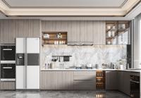 China Space Saving Acrylic Kitchen Cabinet With LED Lights And Complete Basin Accessories for sale