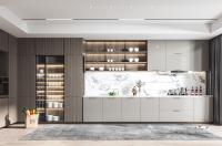 China Space Saving Acrylic Kitchen Cabinet With LED Lights And Complete Basin Accessories for sale
