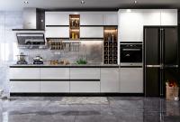 China Factory Direct Supply Matt Lacquer Finish Laminate Kitchen Cabinets with Quartz Countertop for sale