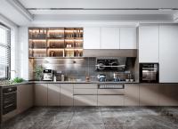 China Sleek L Shape Medium Size Kitchen With Customizable Shaker Cabinets for sale