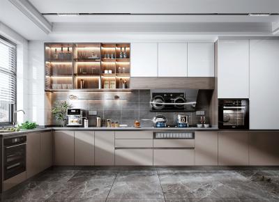 China Sleek L Shape Medium Size Kitchen With Customizable Shaker Cabinets for sale
