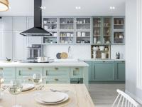 China Quarter Round Style Residence Kitchen Cabinet With Acrylic Lacquer Doors Or PVC Membrane Finish for sale