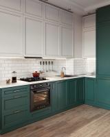 China Quarter Round Style Residence Kitchen Cabinet With Acrylic Lacquer Doors Or PVC Membrane Finish for sale