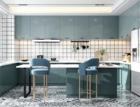 China Quarter Round Style Residence Kitchen Cabinet With Acrylic Lacquer Doors Or PVC Membrane Finish for sale