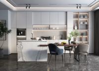China Space Efficient Lacquered Modern Kitchen Cabinets Customized Design Flat Pack for sale
