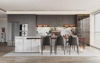 China Space Efficient Lacquered Modern Kitchen Cabinets Customized Design Flat Pack for sale