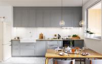 China Home Furniture Solid Wood L Shape Modular PVC Shaker Kitchen Cabinets With Island for sale