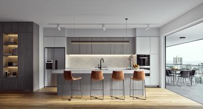 China Customized Lacquer Kitchen Cabinets Design In Matt / High Gloss Finishes for sale
