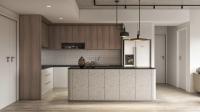 China Customized Modern Kitchen Cabinet with Veneer Door Finish and HardWare Options for sale