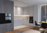 China Hotel Modern Kitchen Cabinet With Laminate Door Finish And Particle Board Carcass for sale