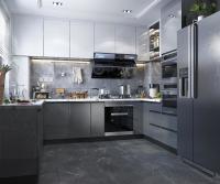 China Modern U Shape Kitchen Furniture With MDF Matte Lacquer Countertop Island for sale