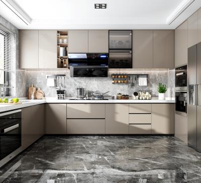 China Modern U Shape Kitchen Furniture With MDF Matte Lacquer Countertop Island for sale
