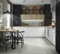 China Apartment Modern Kitchen Cabinet Veneer And Lacquer Mixed Style Modern Furniture for sale