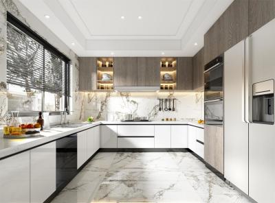 China High Gloss OEM Furniture Modular Lacquer Kitchen Cabinets With Marble for sale