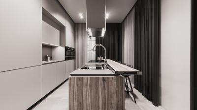 China Modern Cabinets Furniture Industrial High Glossy Lacquer Wood Kitchen Cabinet for sale