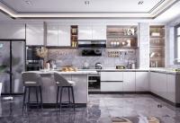 China L Shape Kitchen Pastoral Style Wood Home Cabinet Wooden Storage Apartments for sale