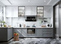 China Particle Board Carcass Modern Kitchen Cabinet For Hotel  Shaker Style Cabinets for sale