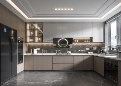 China Customized Lacquer Kitchen Furniture L Shape Wooden Modular Kitchen Cabinets for sale