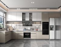 China Free Customzied Design Laminate Modern Frameless Timber Finish Kitchen Cabinets for sale
