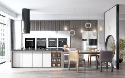 China Factory Townhouse Paticle Board Solid Wood Furniture Modern Kitchen Cabinets for sale