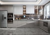 China Modern Kitchen Cabinet With Marble Countertop And Solid Wood Door Material for sale