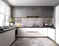 China Modern Kitchen Cabinet With Marble Countertop And Solid Wood Door Material for sale