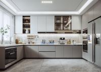 China Modern Kitchen Cabinet With Marble Countertop And Solid Wood Door Material for sale