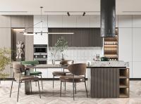 China Artificial Modern Walnut Wood Kitchen Cabinets Furniture Manufactory for sale