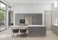 China Particle Board Modern Wooden Matt Lacquer Finished Grey Kitchen Cabinet for sale