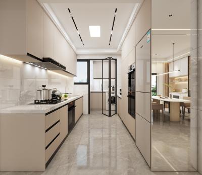 China Melamine Lacquer Kitchen Cabinets With Handle Design Customized Kitchen for sale