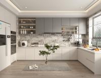 China High End Cuisine Luxury Marble Floor Island White Full Modern Kitchen Cabinet for sale
