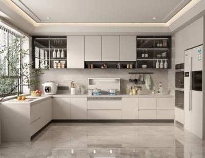 China High End Cuisine Luxury Marble Floor Island White Full Modern Kitchen Cabinet for sale