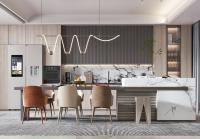 China Wholesale Wooden Furniture  Custom Made Modular Flat Edge Kitchen Cabinets for sale